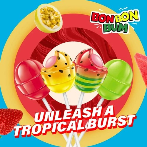 150 Tropical Lollipops Bubble Gum Center Candy Pops Candies FREE SHIP ...