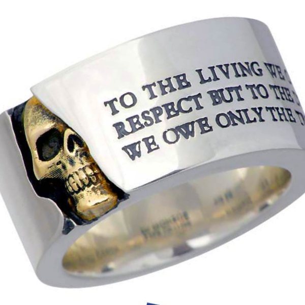 Solid 10K Pure Two Tone Gold Scull Slogan Men's Ring | eBay