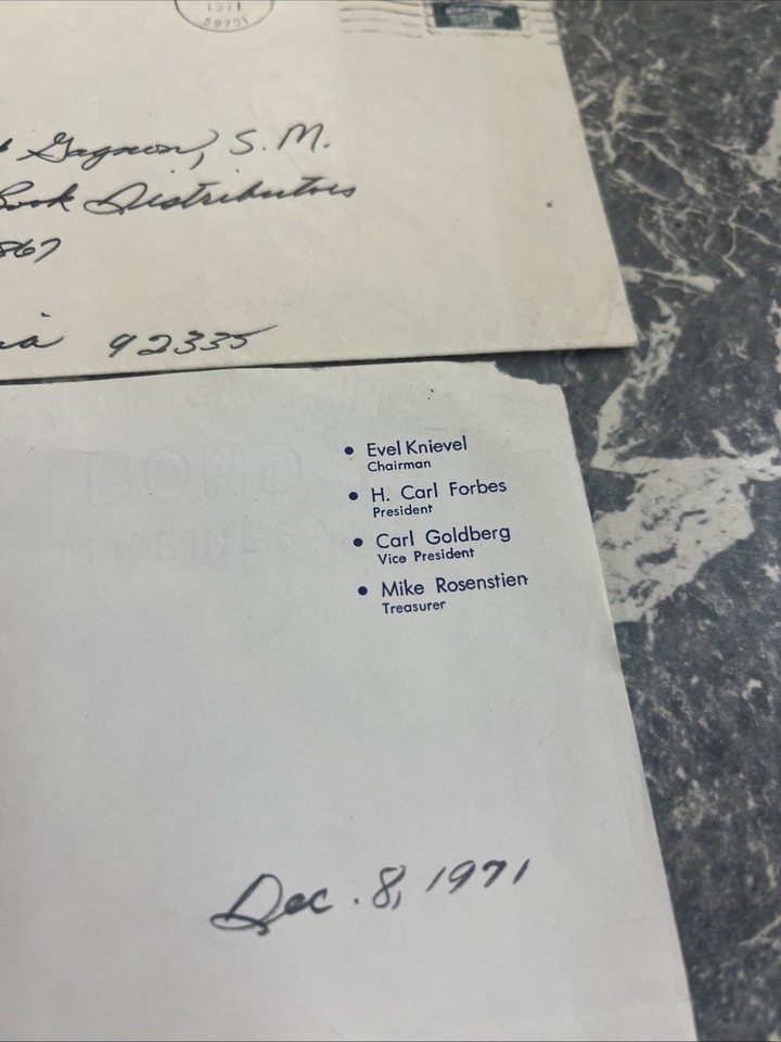 ORIGINAL HANDWRITTEN LETTER EVEL KNIEVEL LINDA SNAKE RIVER CANYON 1971 ...