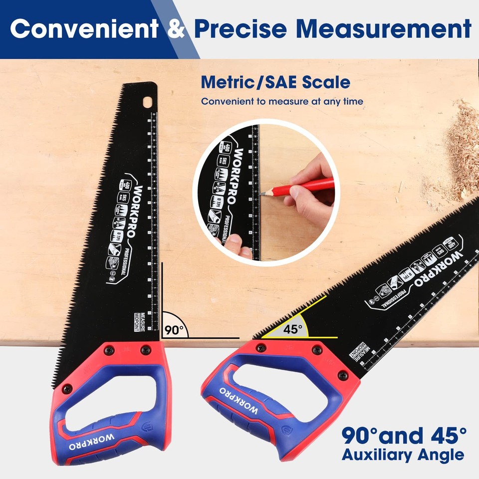 WORKPRO 16-Inch Hand Saw Universal Handsaw Anti-rust Wood Saws w/Non ...