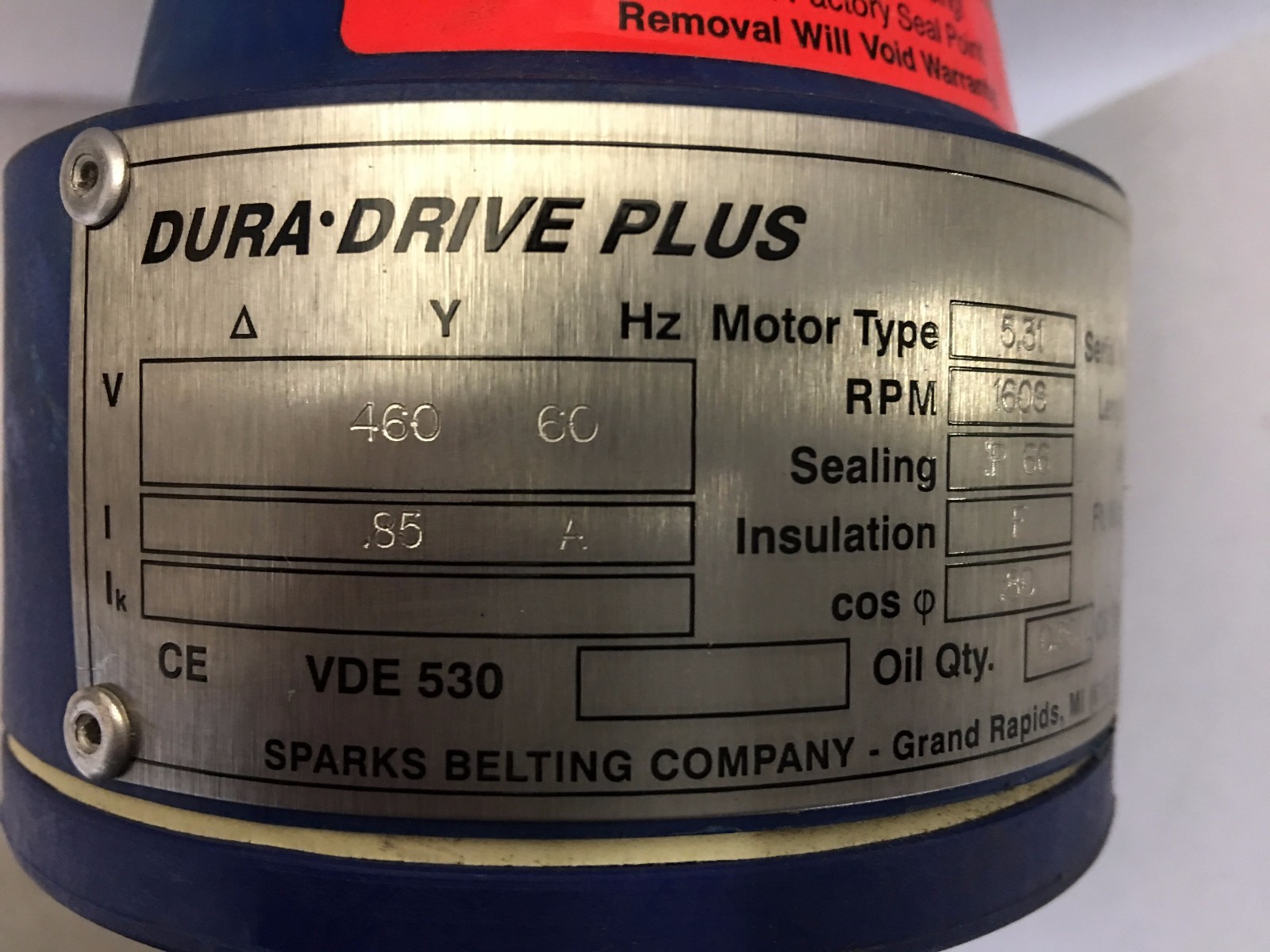 Dura-Drive Plus VDE 530 17.72" Conveyor Motor | eBay