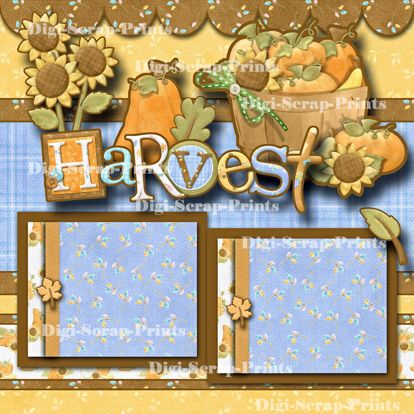 HARVEST ~ FALL ~ 2 premade scrapbook pages paper piecing layout ~ BY ...