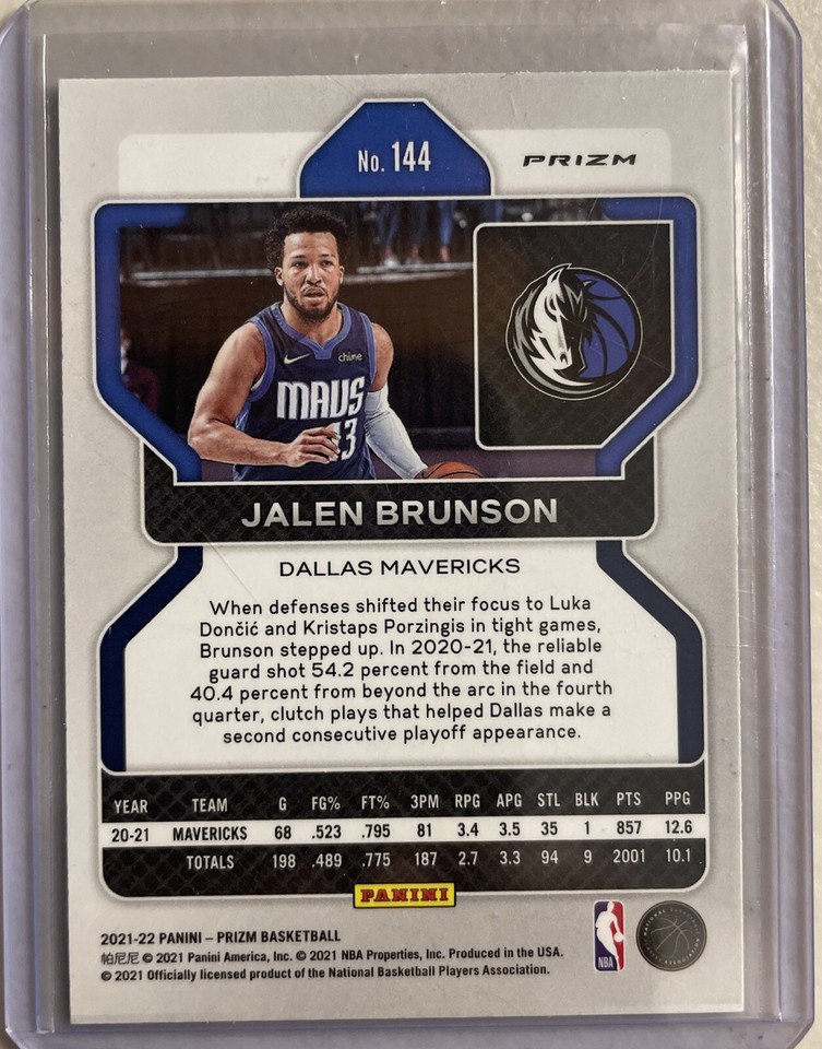 2021-22 Panini Prizm Jalen Brunson Cracked Ice #144 Mavericks/Knicks | eBay
