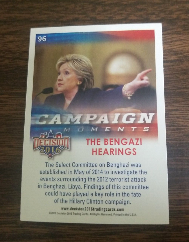 HILLARY CLINTON 2016 DECISION POLITICAL TRADING CARD #96 (CAMPAIGN ...