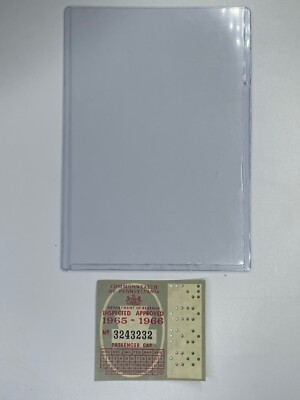 1965 1966 Pennsylvania Inspection Sticker w HOLDER Pa VTG UNISSUED ...