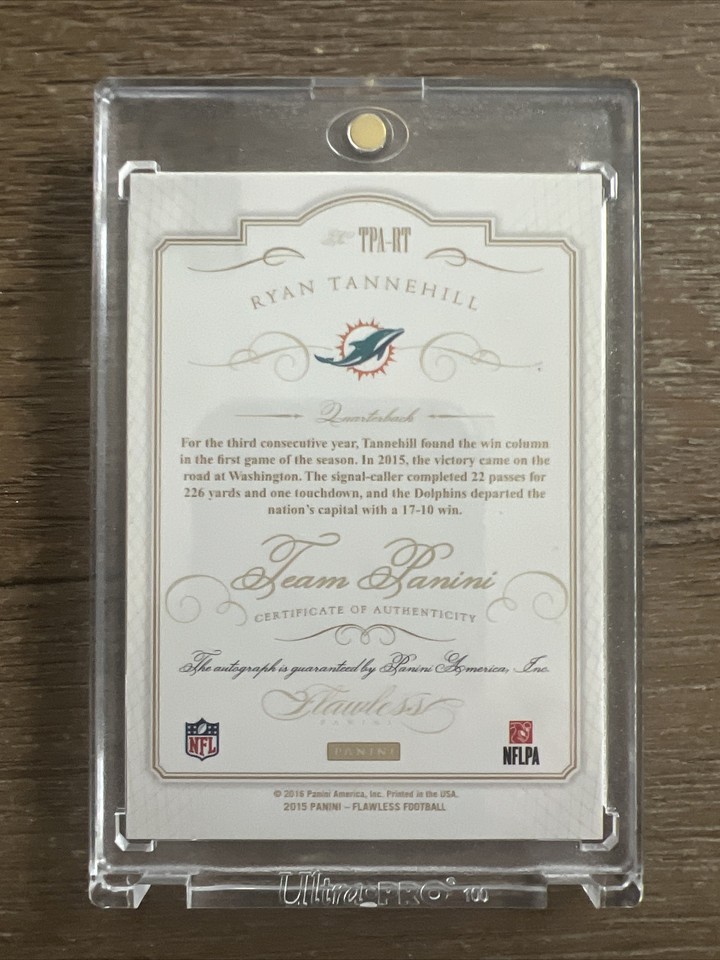 2015 Panini Flawless Sapphire Ryan Tannehill Auto Autograph /20 Team ...
