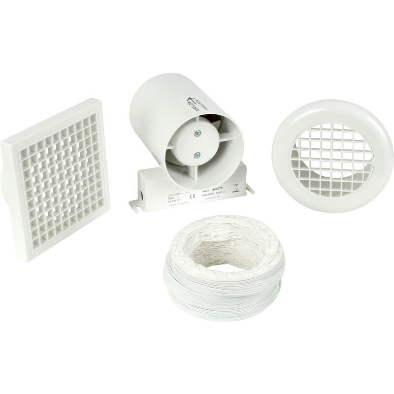 Inline Extractor Fan Kit 100mm 4" for Shower Bathroom c/w Loft Ducting ...