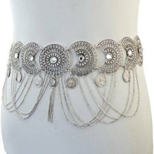 Boho Beach Charming Gypsy Silver Coin Carved Tassel Belt Waist Belly ...