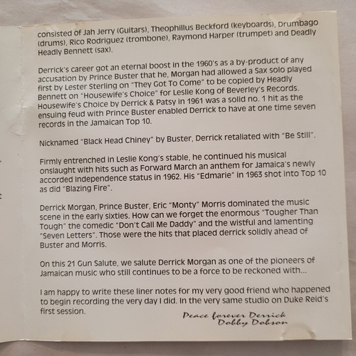 Derrick Morgan 21 Hits Salute Reggae Compact Disc CD | eBay