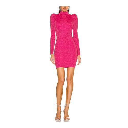 Alice And Olivia Shimmering Wild Pink Metallic Issa Turtleneck Puff ...
