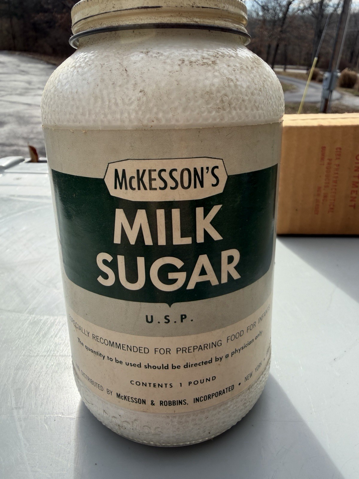 Vintage MERCK Milk Sugar full 1 Pound Bottle Anderson Drug Branson MO ...