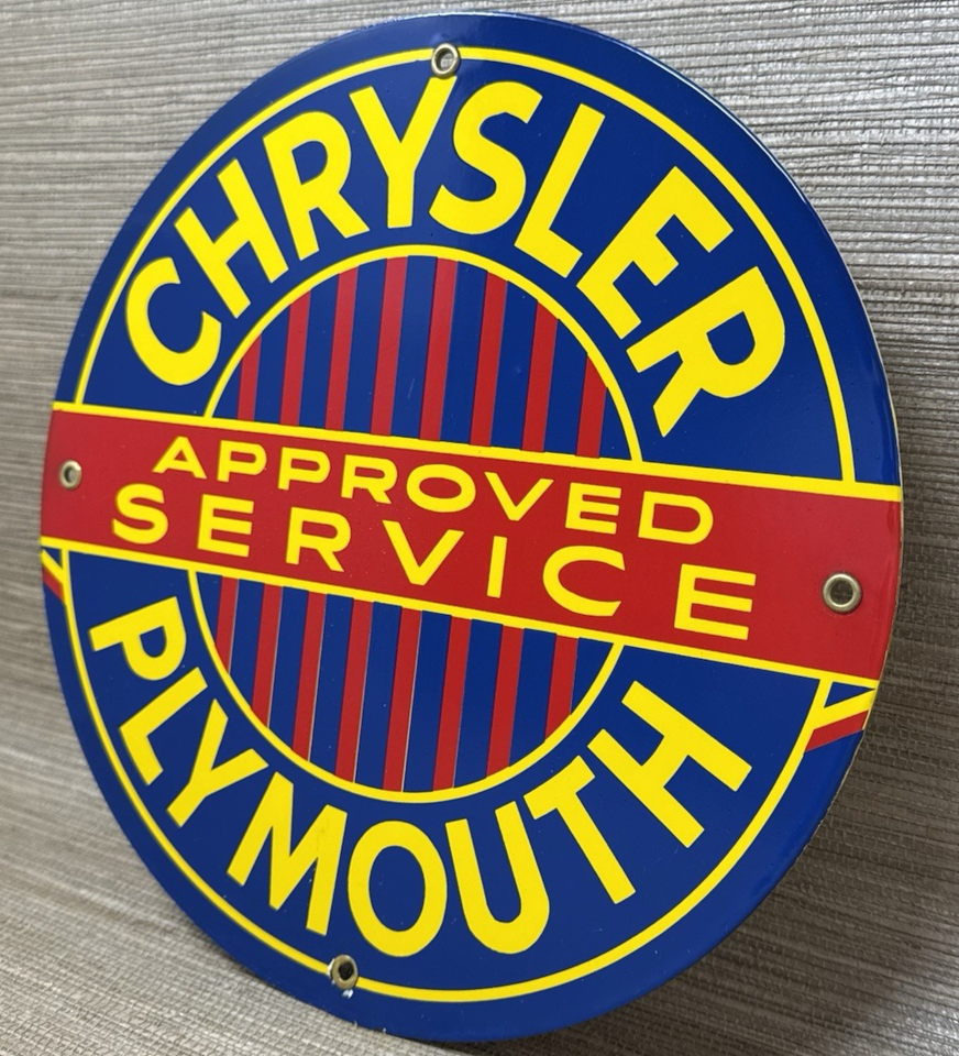 VINTAGE CHRYSLER PORCELAIN SIGN GENERAL MOTORS DEALERSHIP GAS OIL ...