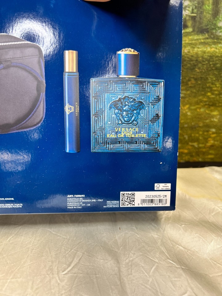 VERSACE EROS 10ML EDT TRAVEL SPRAY/ 100ML EDT SPRAY/ VERSACE TROUSSE ...