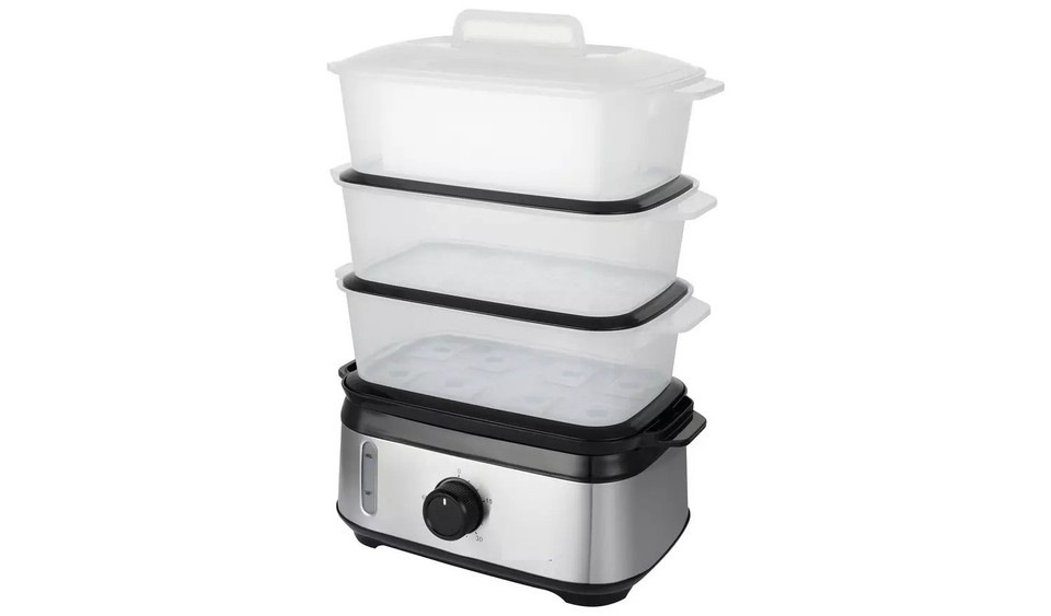 Food Steamer Electric 3 Tier Cooker Vegetable Fish Stainless Steel ...