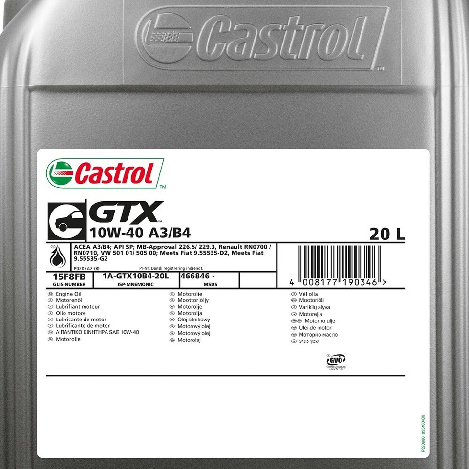 CASTROL 20 L LITER GTX 10W-40 A3/B4 MOTOR-ÖL MOTORENÖL | eBay