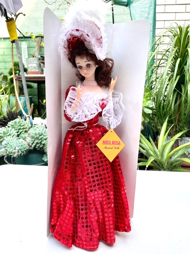 Vintage MUSICAL Rotating Umbrella DOLL Miss Rosa Red Dress | eBay Australia
