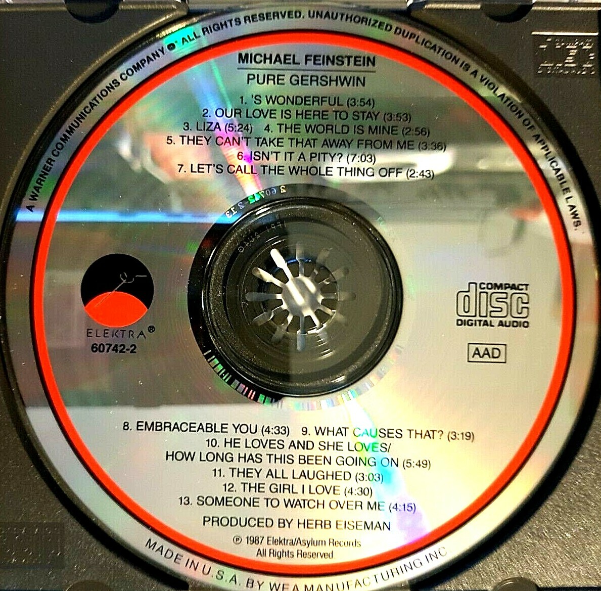 "Michael Feinstein" - "Pure Gershwin" - ( CD - Elektra Records ...