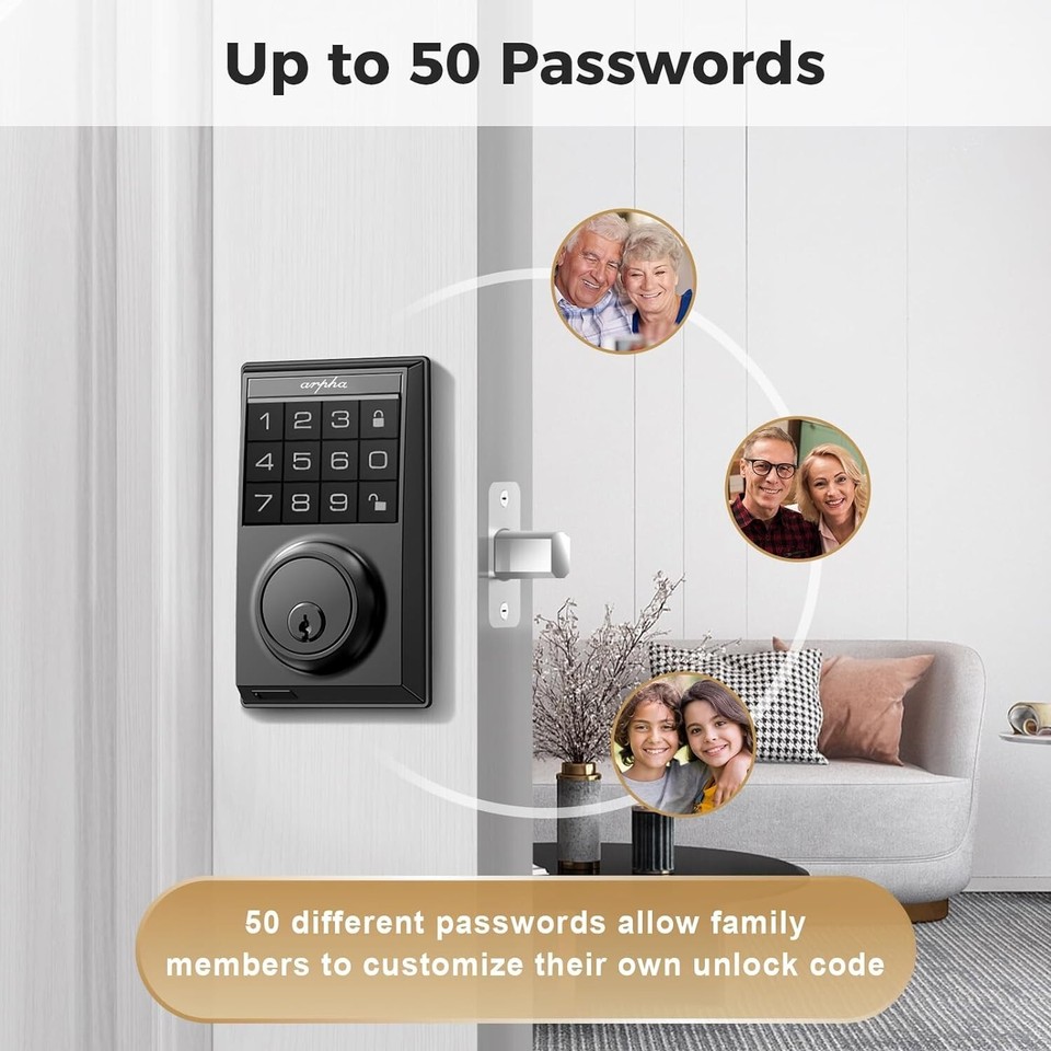 Smart lock D100 Black Keyless Code Emergency Alarm and key entry Lock ...