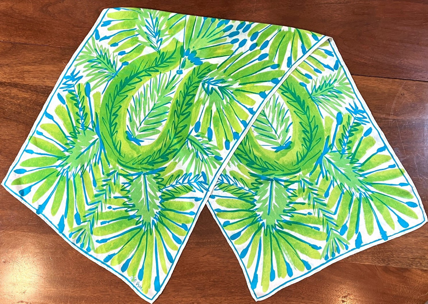 Vintage 1950s 1960s Vera Ladybug Tropical Leaf Silk S… - Gem