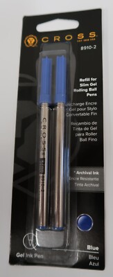 Cross Refill For Slim Rolling Ball Pen Blue For Click 8910-2 Twin Pack ...