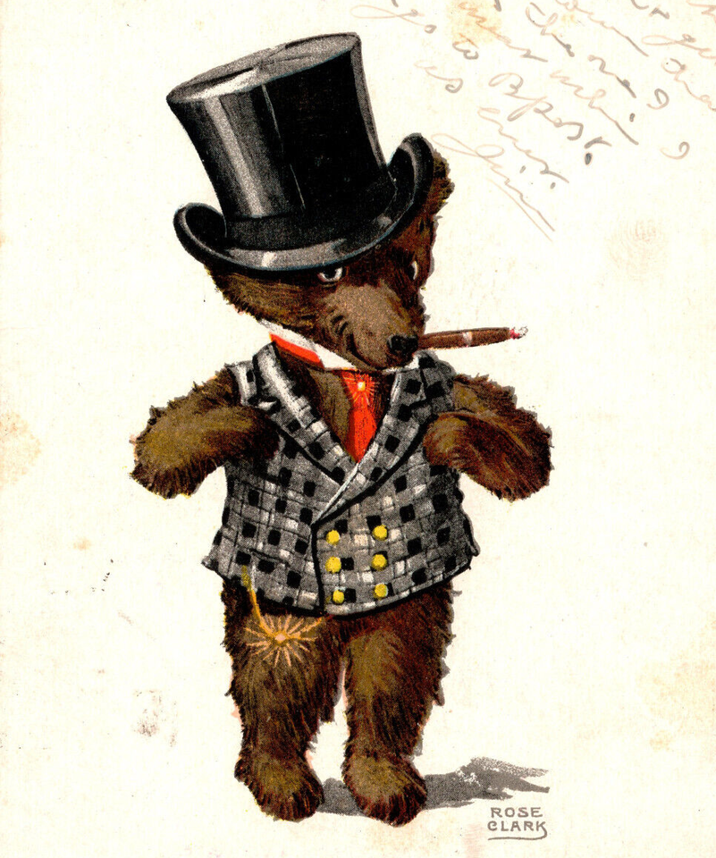 Bear Top Hat Anthropomorphic Rose Clark Rotograph Co Posted Antique ...