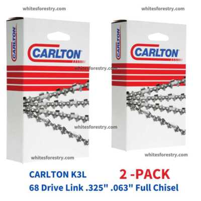 2X CARLTON Chainsaw Chains 68DL .325" .063" Full Chisel | eBay Australia