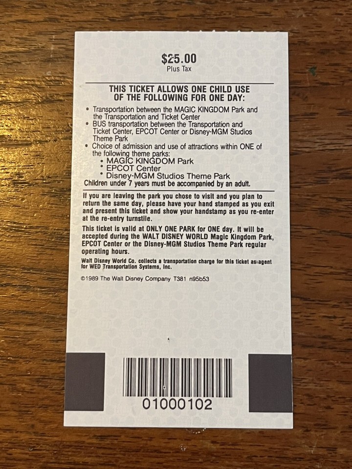 Vintage Disney World Dollars and Unused One Day Park Ticket, 1980s | eBay