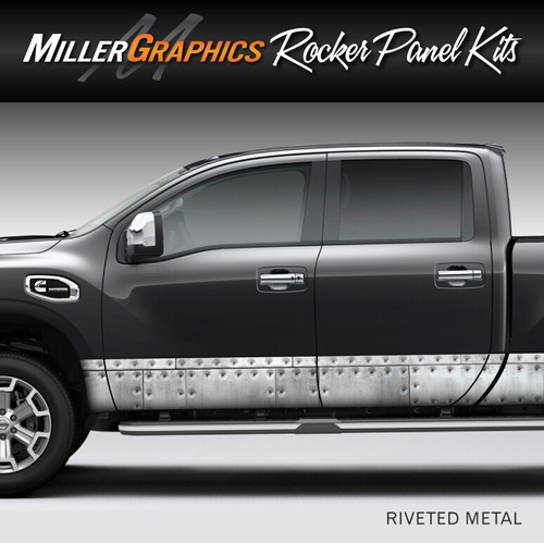 Riveted Metal Distressed Rocker Panel Graphic Decal Wrap Kit Truck SUV ...