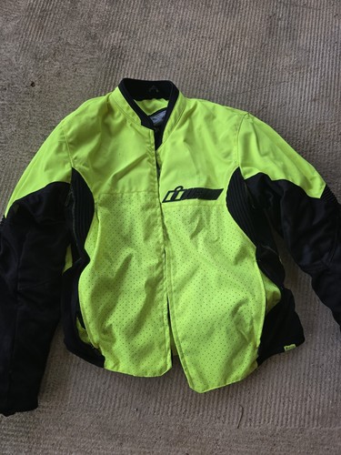 Icon konflict D3O Motorcycle Jacket Hi-Viz Mens Large With D30 Armor | eBay