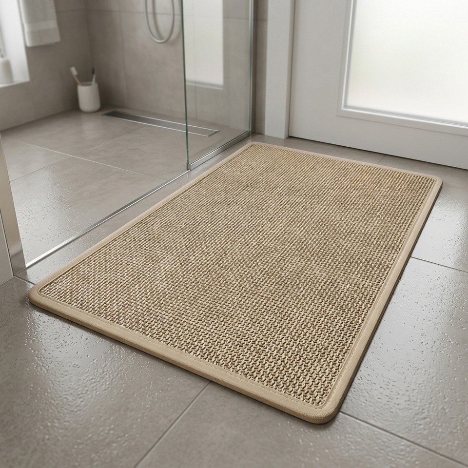 Bathroom Rug Square 40x60cm Flax Non-Slip for Floor Safety and ...