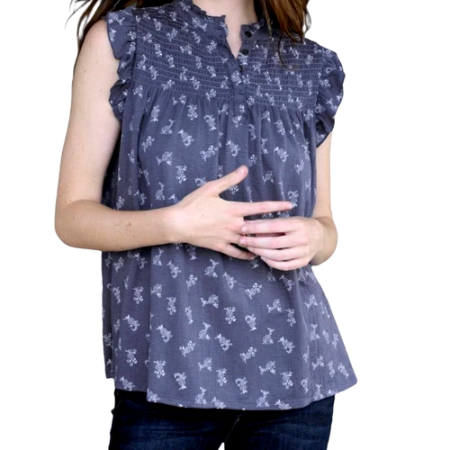 Women's Matilda Jane Just Imagine Blue Flutter Sleeve Jemma Tank Top L ...