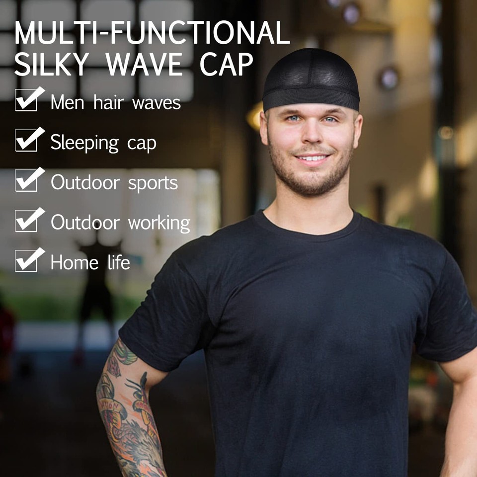 2Pcs Wave Cap for Men Silky Stocking Caps for 360 540 720 Waves Satin ...