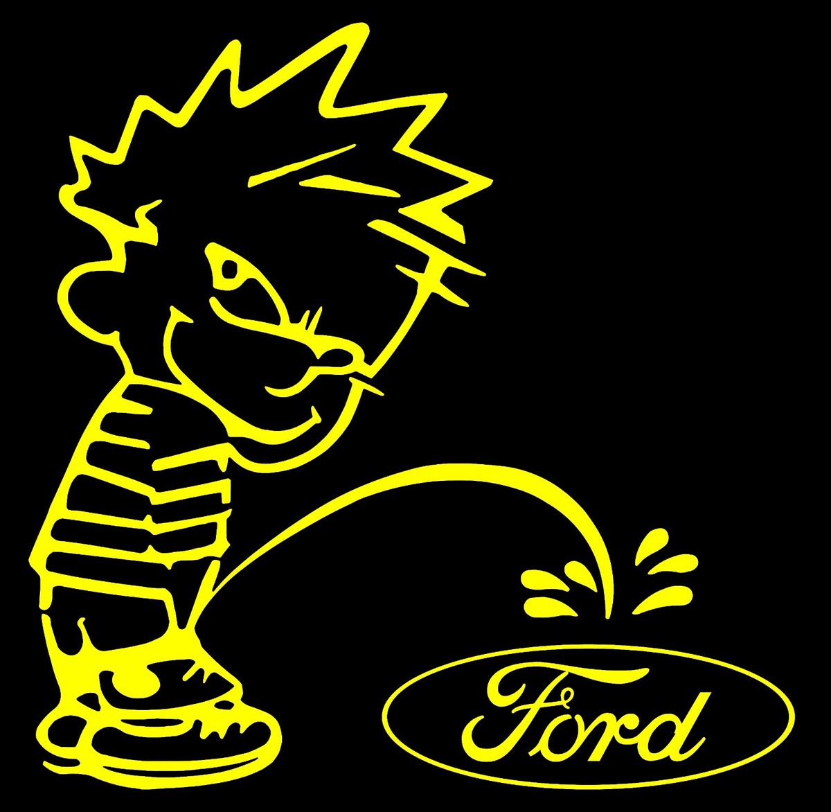 Guy Pissing On Ford Logo