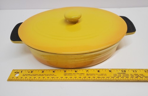 Parini Oval 9 In Ceramic Coated Casserole Dish W/Lid Yellow Never Used ...
