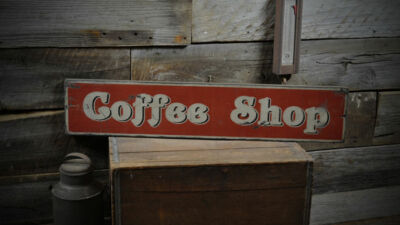 Coffee Shop Wood Sign - Rustic Hand Made Vintage Wooden Sign | eBay