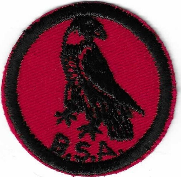 BSA MINT TWILL RED-BLACK PATROL MEDALLION PATCH CLEAR PLASTIC BACK HAWK ...