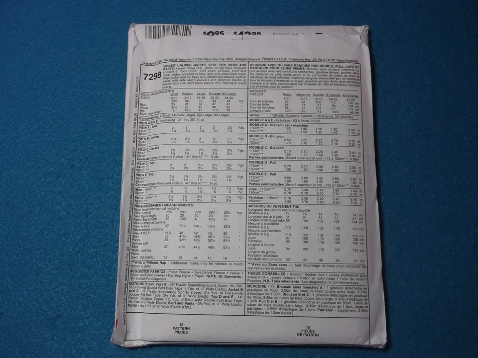 McCall's Patterns ~ All Patterns are Size 8-18 ...