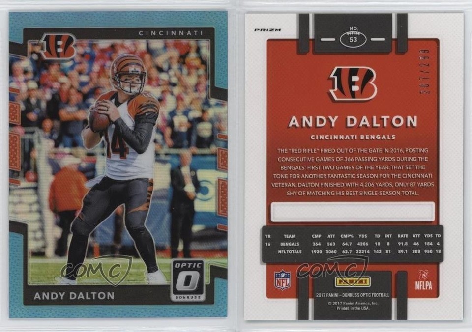 2017 Donruss Optic Aqua Prizm /299 Andy Dalton #53 0q3 | eBay