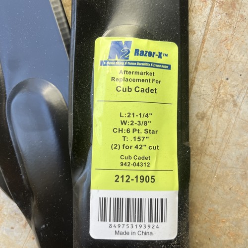 Box of 8 - N2 Razor-X Blades 42″ for Cub Cadet 212-1905 | eBay