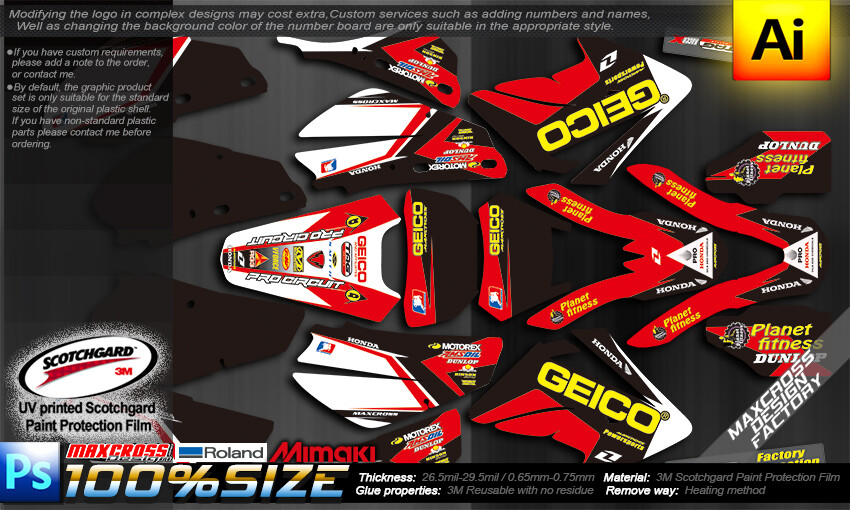 HONDA XR250 XR400 MOTARD SM 2003-2018 MAXCROSS GRAPHICS KIT DECALS ...