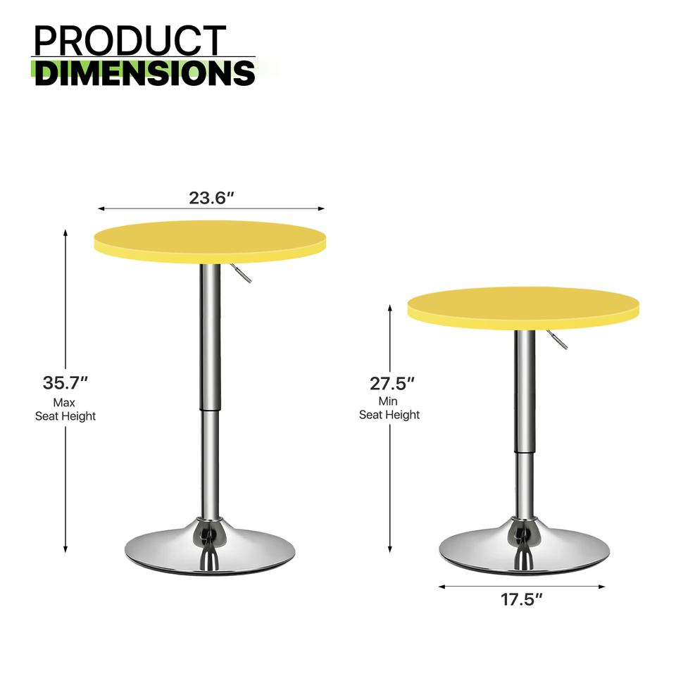 Bistro Pub Bar [360-DEGREE SWIVEL] Round Table Adjustable Height Wooden ...