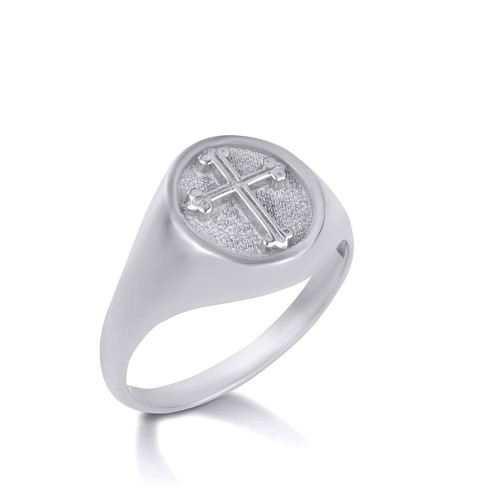 Sterling Silver Religious Cross Textured Signet Ring | eBay
