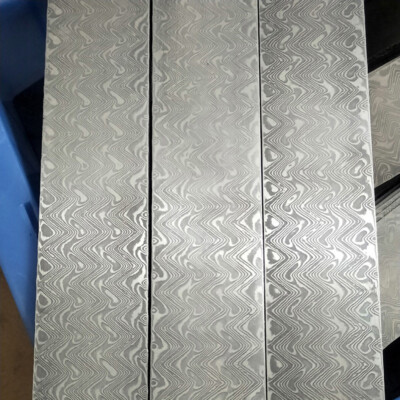 2PC Handmade Damascus Steel Billet Knife Blank Blade Making Bar Wave ...