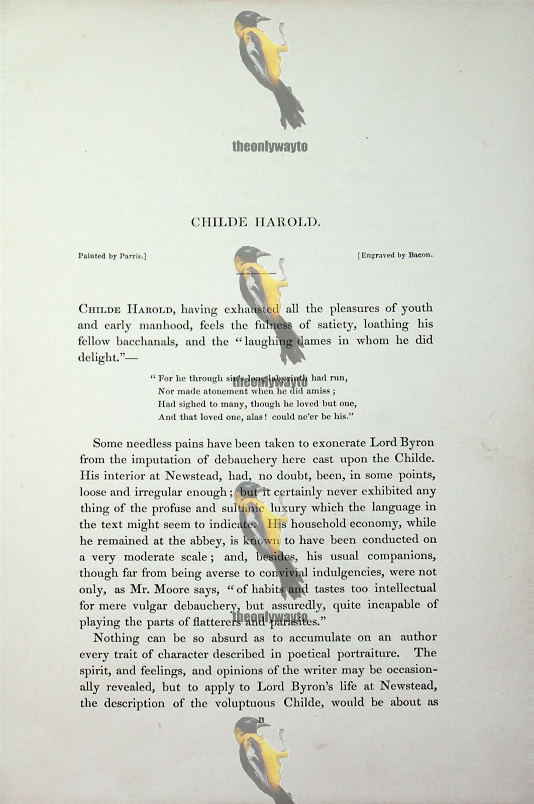 Childe Harold By Byron, E T Parris / F Bacon, Book Illustration (Print ...