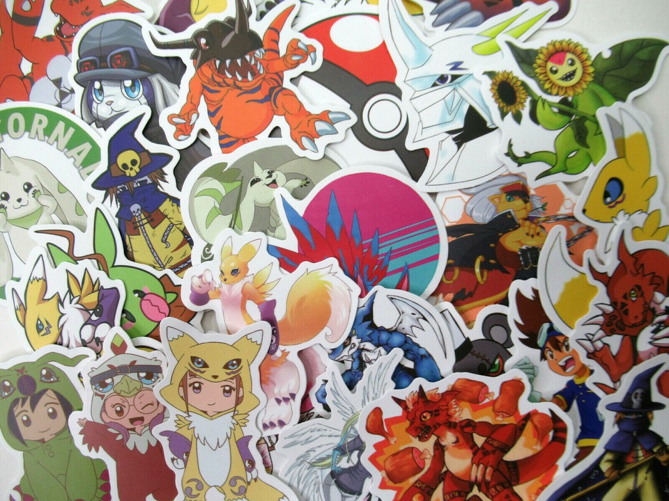 50 Piece Random Digimon Phone Laptop Water Bottle Decal Sticker Pack | eBay