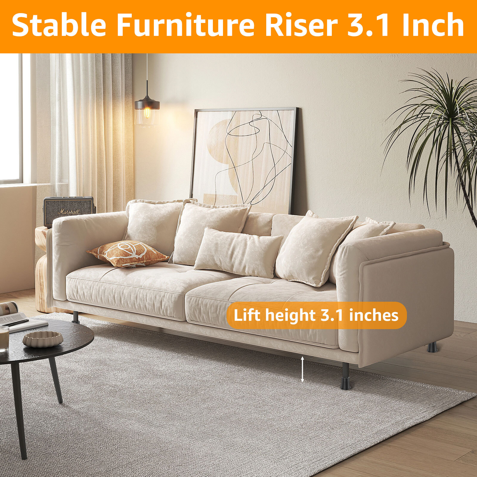 Bed Risers Round Furniture Risers Rubber Sofa Riser Supports Up to 6000 ...
