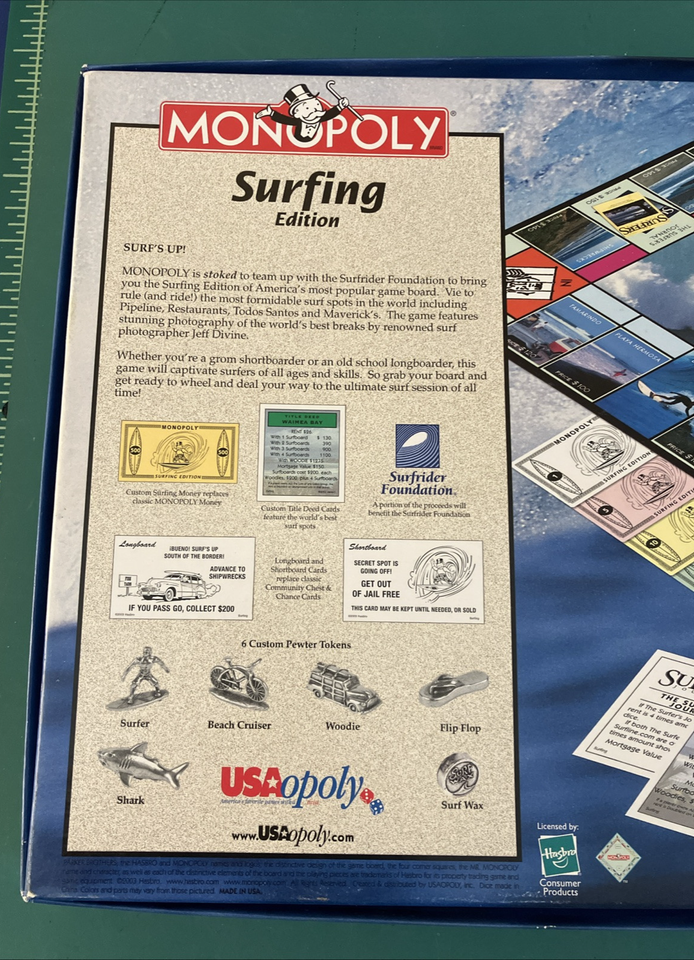 MONOPOLY SURFING EDITION GAME. Surfrider Foundation. Parker/USAopoly ...