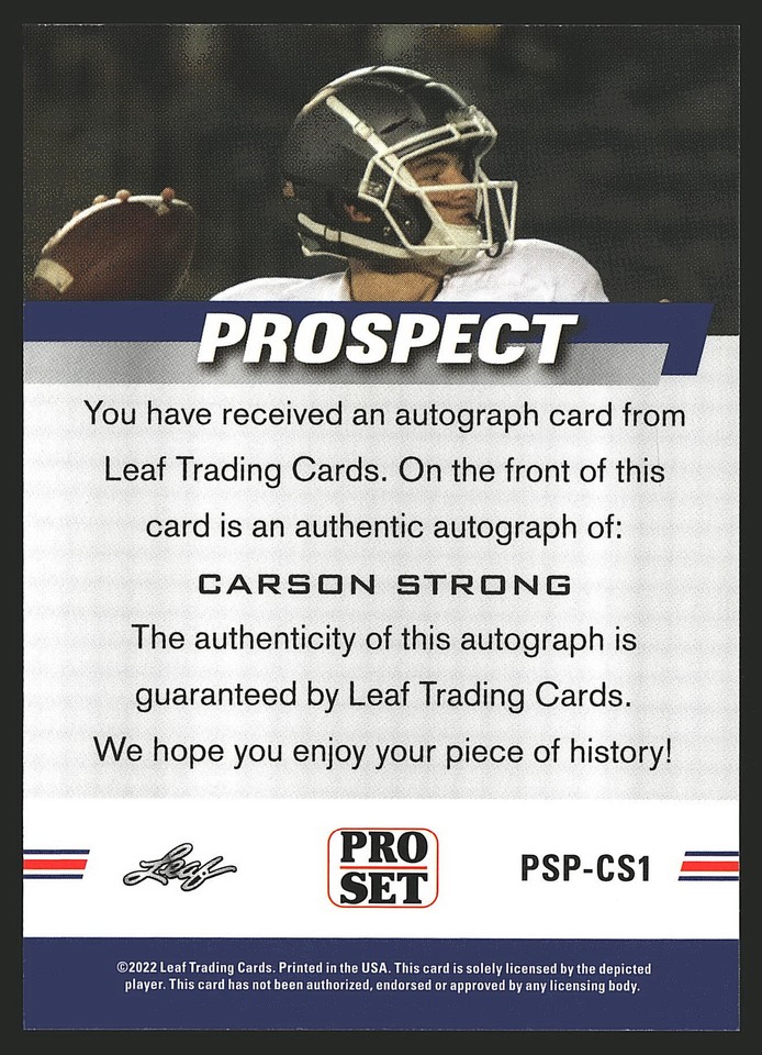 2022 Leaf Pro Set #PSP-CS1 Carson Strong | eBay