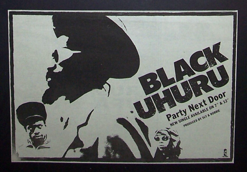 Black Uhuru Anthem, Party Next Door 1983 Small Poster Type Ad, Promo ...