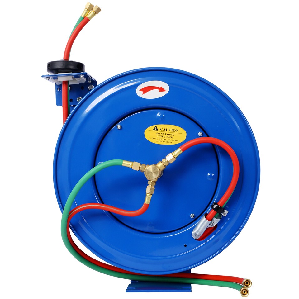 Welding Hose Reel Retractable 1/4" x 50 Ft Oxygen Acetylene Welder Dual ...